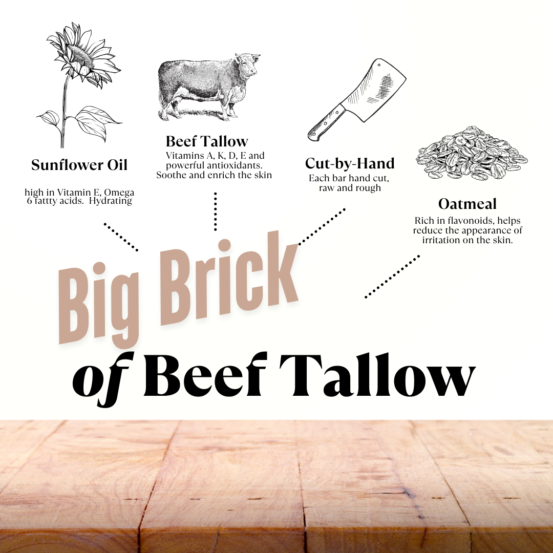 Big Brick of Beef Tallow Soap, Hand Cut-10oz*-Homestead (Natural Scent ...